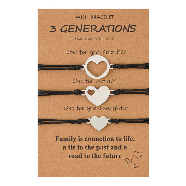 3 GENERATIONS Family Heart Card Bracelets - faceworm