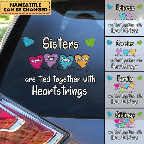 Personalized Sister Brother Siblings Family Heartstrings Decal - faceworm